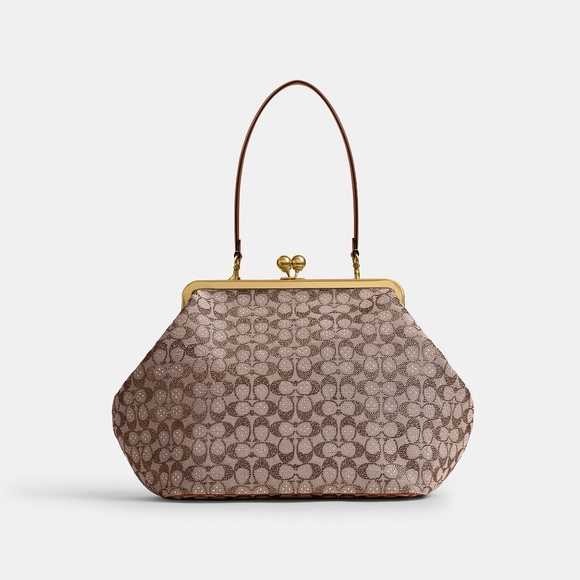 Coach | Bags | Coach Large Kisslock Frame Bag In Crystal Signature ...